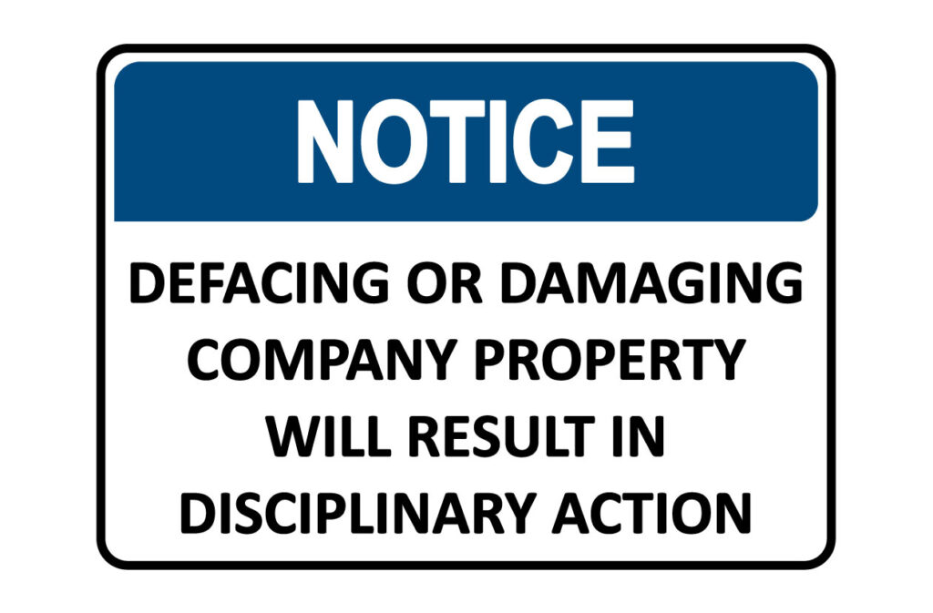 Bannerbuzz OSHA NOTICE Defacing Or Damaging Property Sign